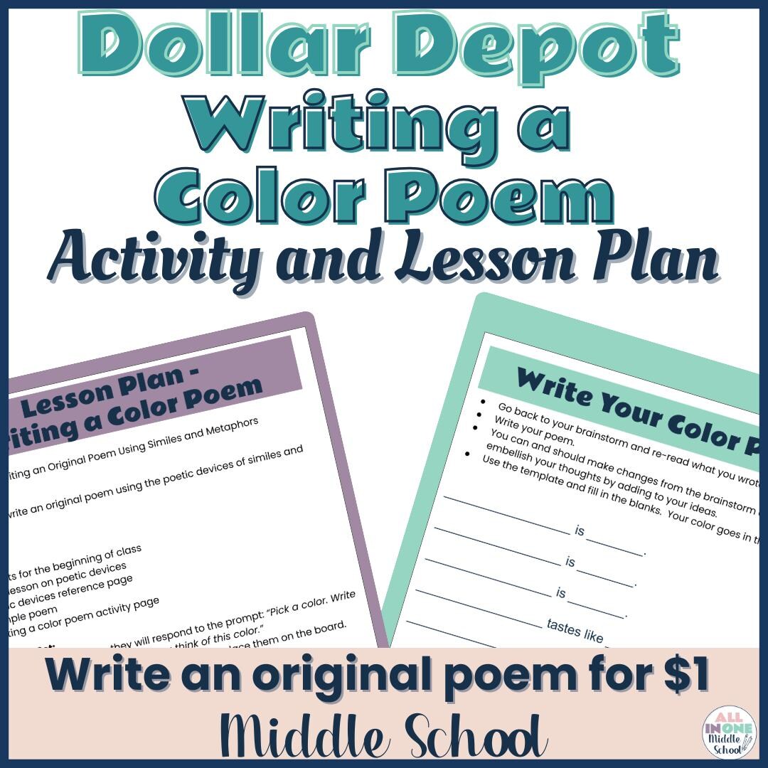 Poetry Writing Activity & Lesson Plan | Dollar Products | Middle School ...