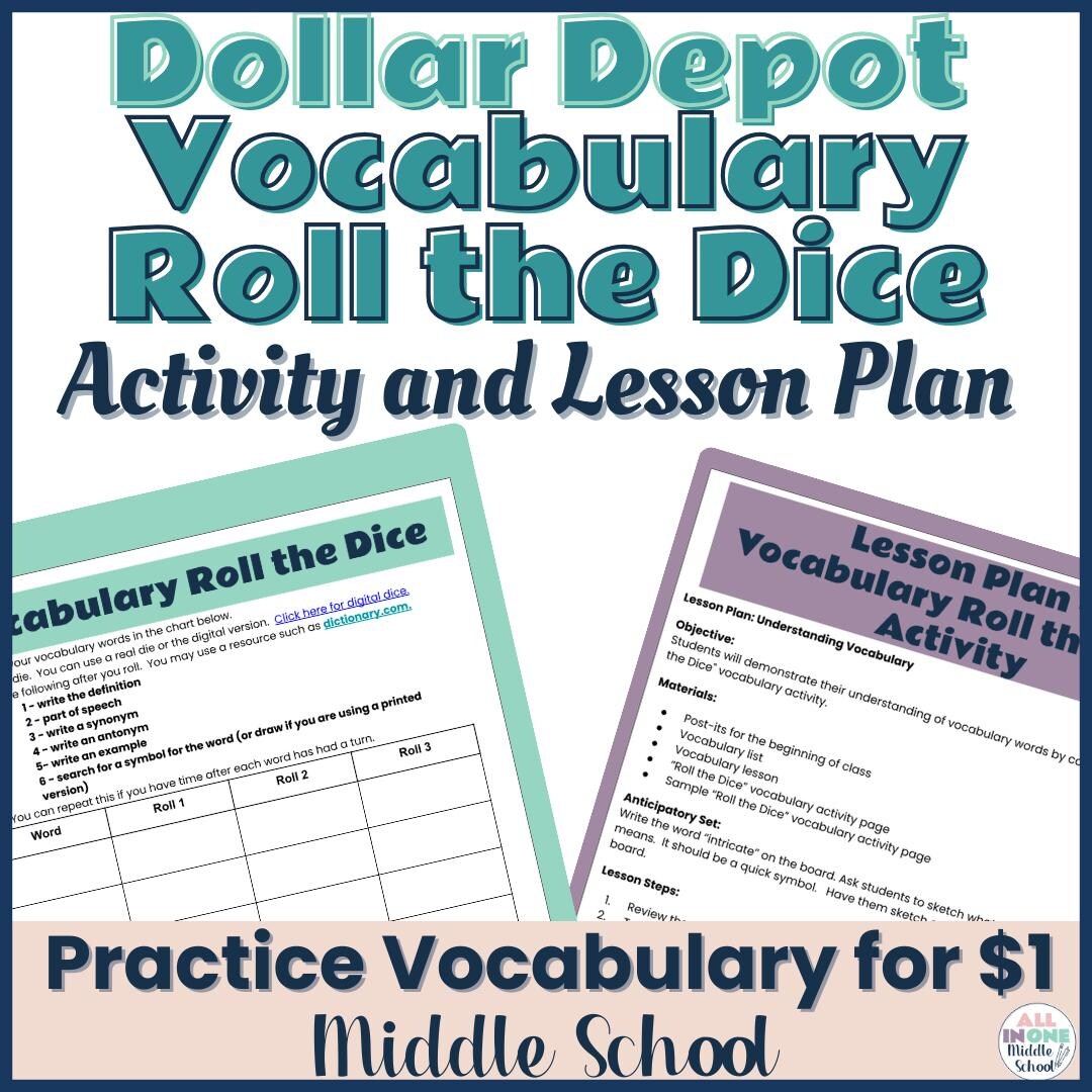 Vocabulary Activity | Lesson Plan | Dollar Products | Middle School ...