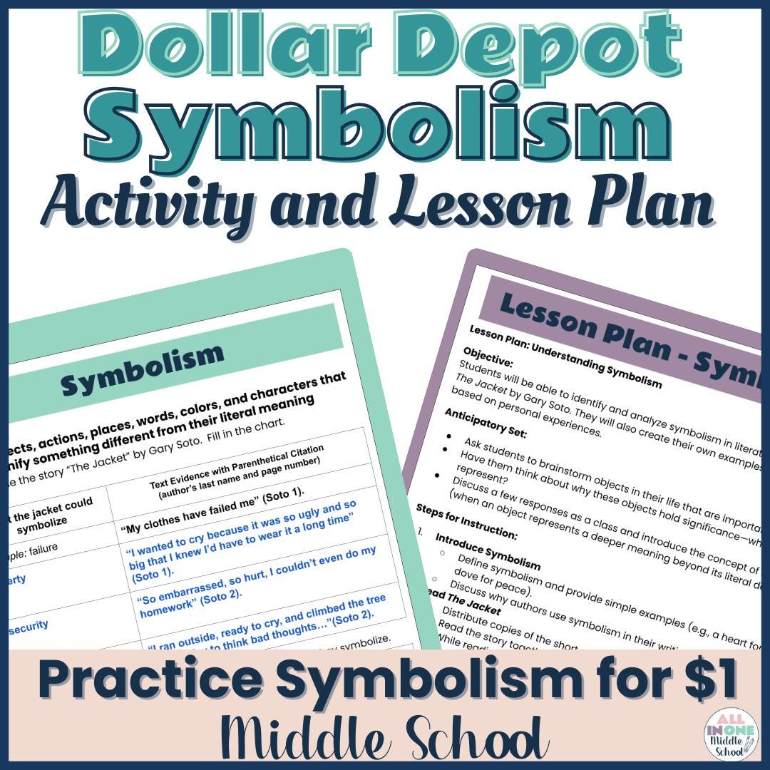 Symbolism Lesson Plan | Dollar Products | Middle School Reading ...