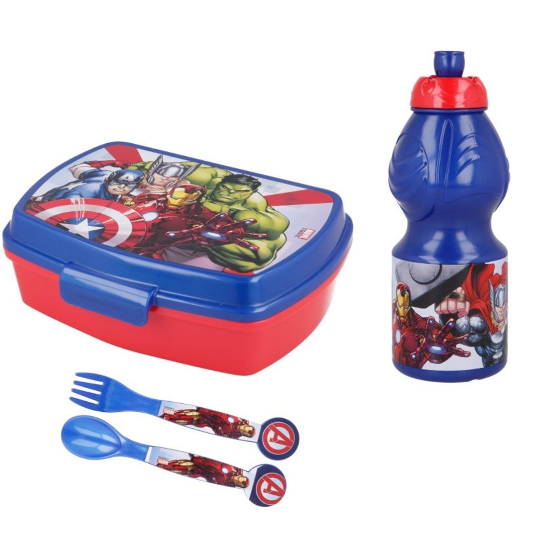 Marvel Avengers Set of 4 Lunch Boxes With Drinking Cups and - Etsy