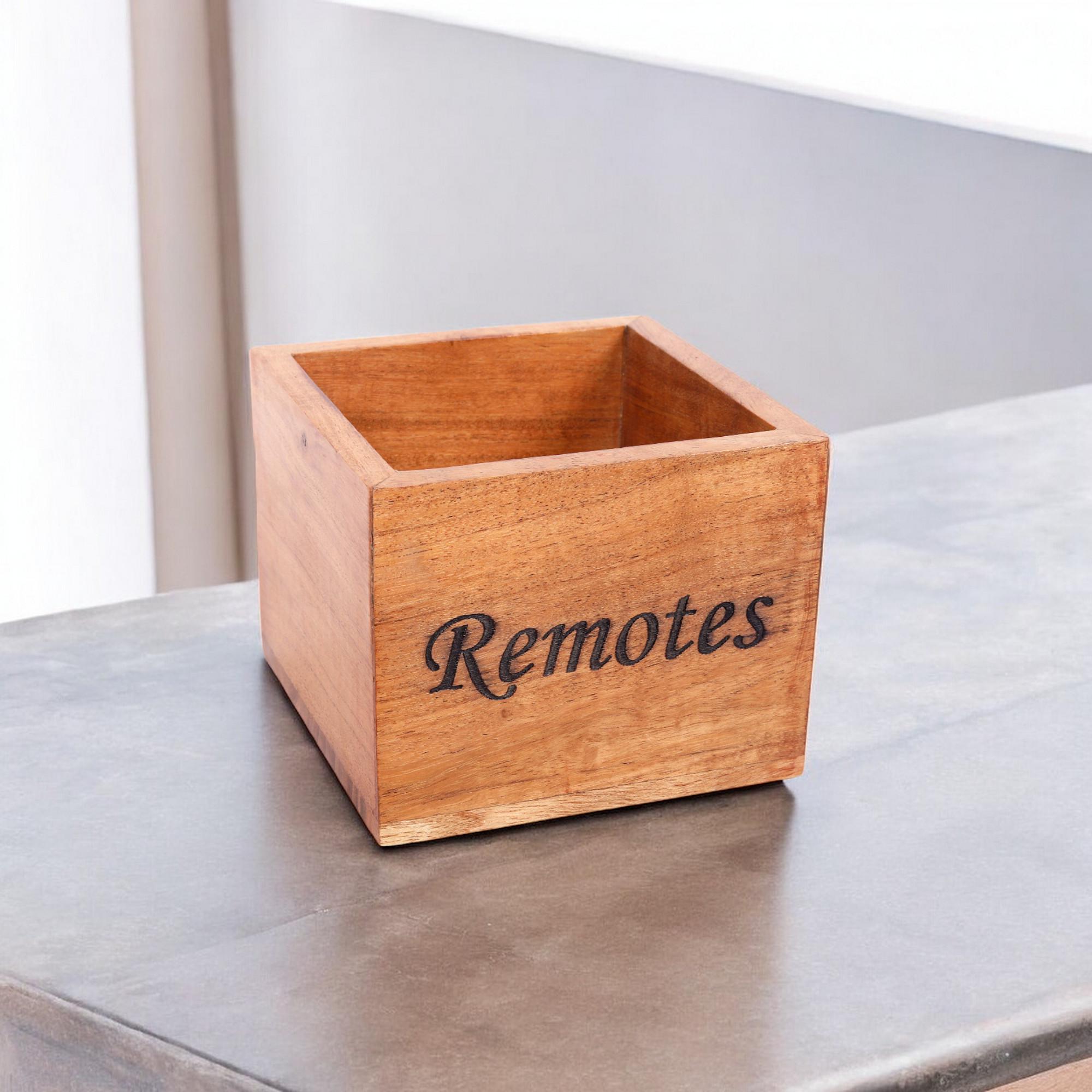 Handmade Wooden Remote Holder | Acacia Remote Control Caddy | Compact ...