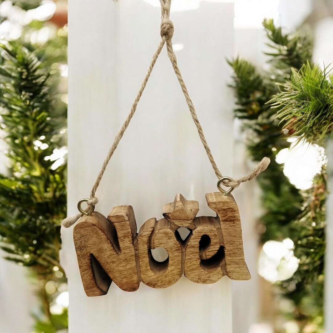 Handmade Wooden "noel" Sign, Burnt Brown Christmas Hanging Ornament - Etsy