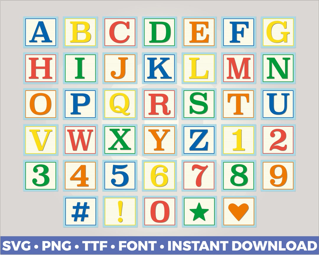Blocks Font Bundle Svg Png Pdf INSTANT DOWNLOAD - Etsy
