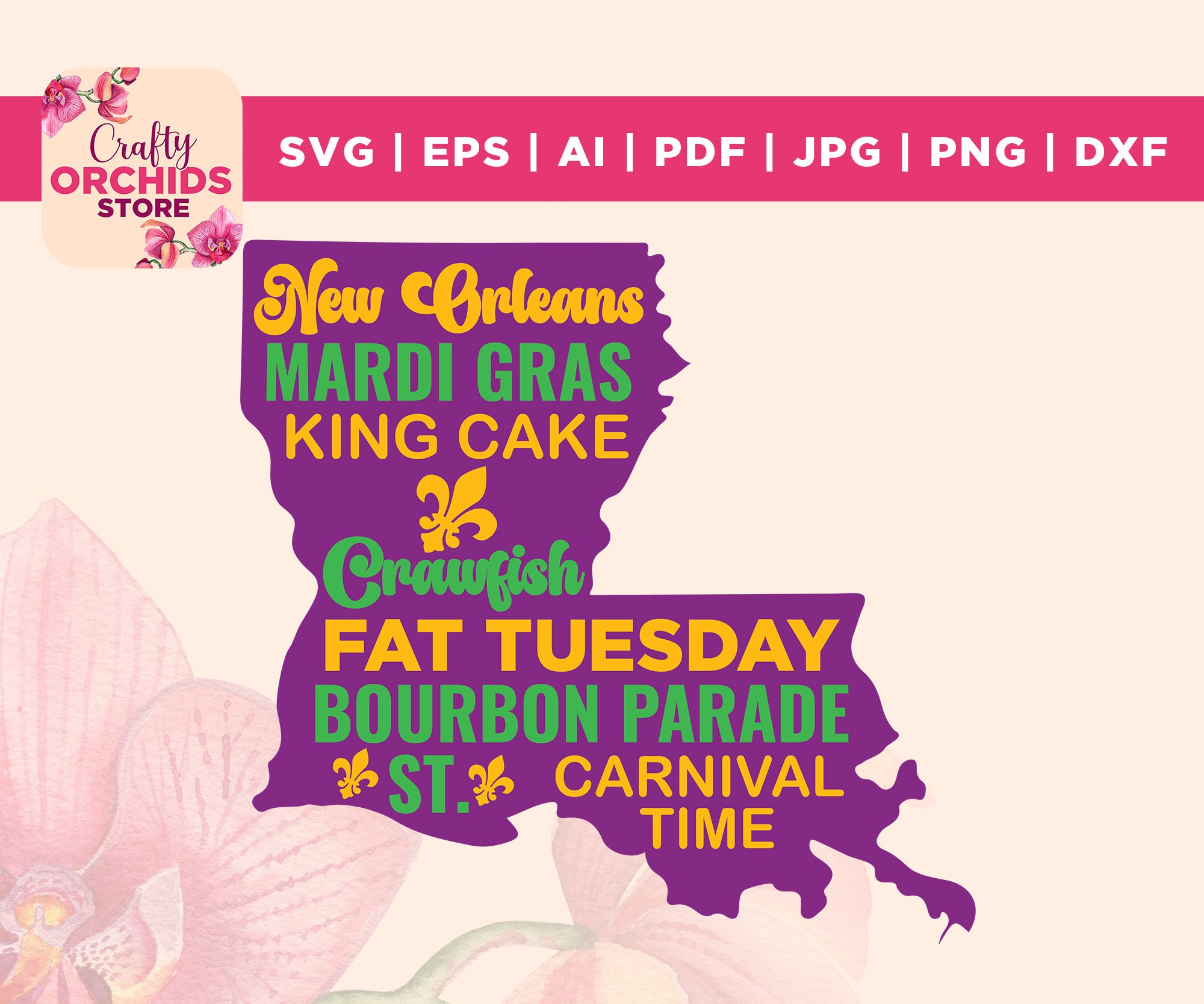 Mardi Gras SVG, New Orleans SVG, Louisiana SVG, State Svg, Funny Mardi ...