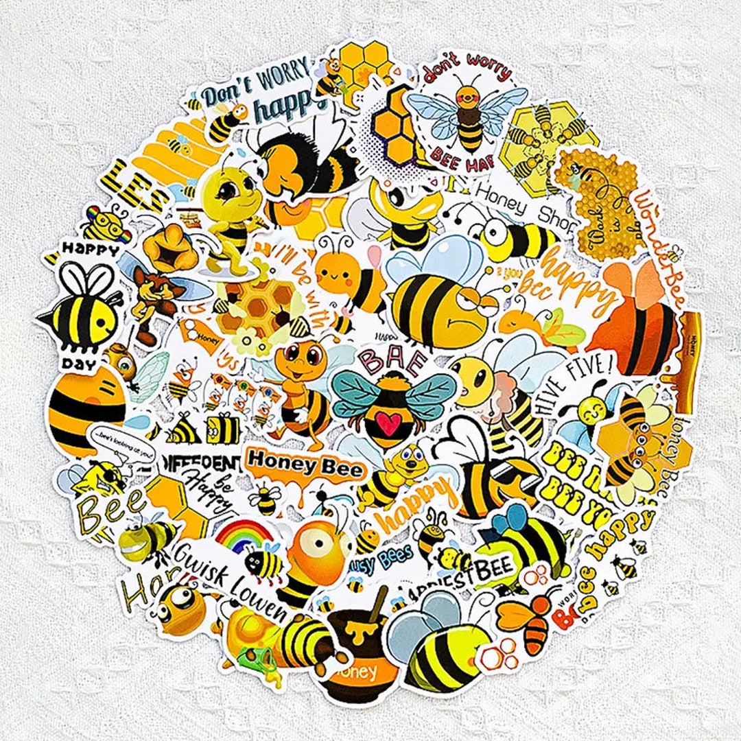 50pcs Cartoon Bees Theme Decorative Stickers for Laptop PC Computer ...