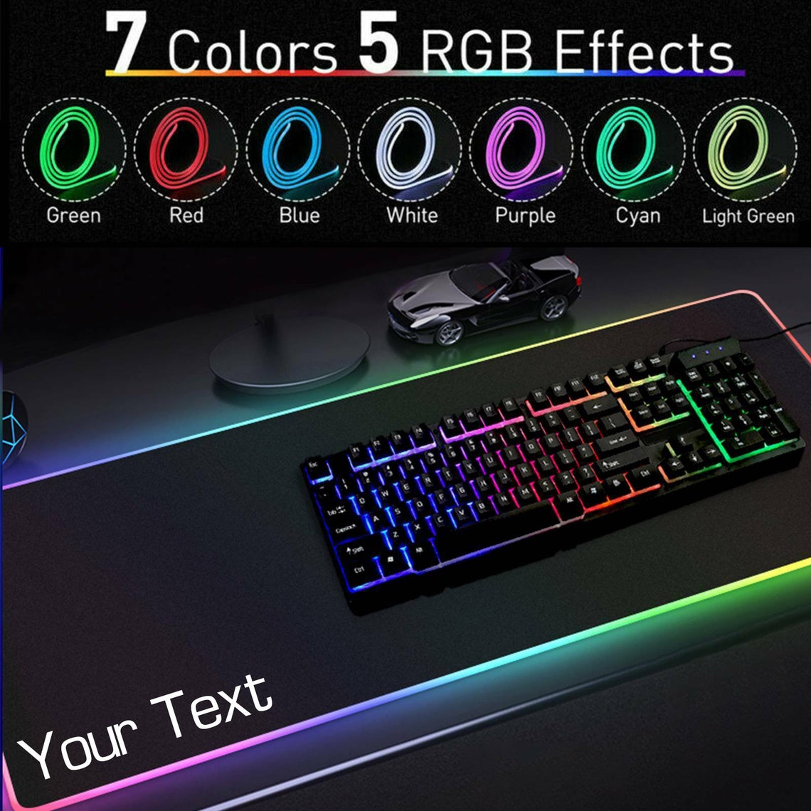 Personalised LED Gaming Mat Gaming Accessories RGB Mouse Mat Esports ...
