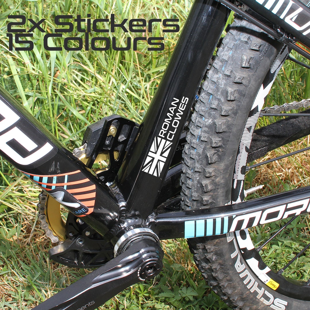 Mountain Bike Vinyl Sticker Personalised With Your Name Union Jack X2 ...