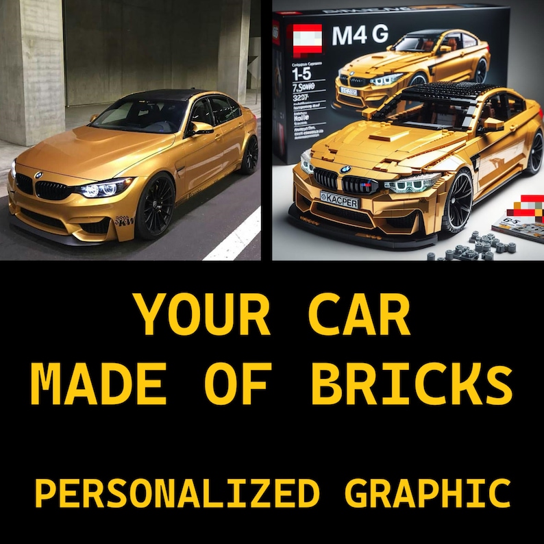 Custom Car Brick Model Portrait, Personalized Car Art (digital Image ...
