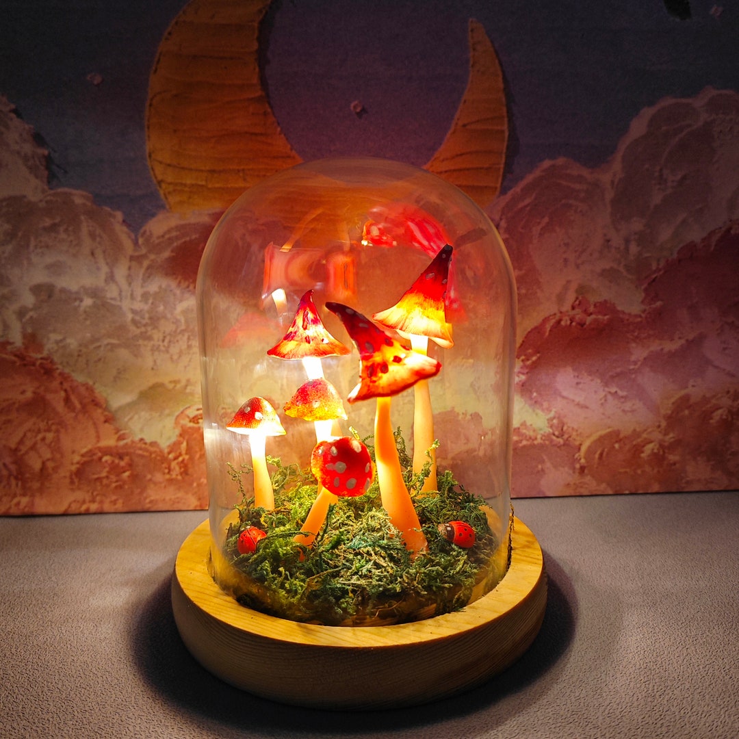 Handmade Red Mushroom Lamp | Forest Red Mushroom Light | Witch Hat ...