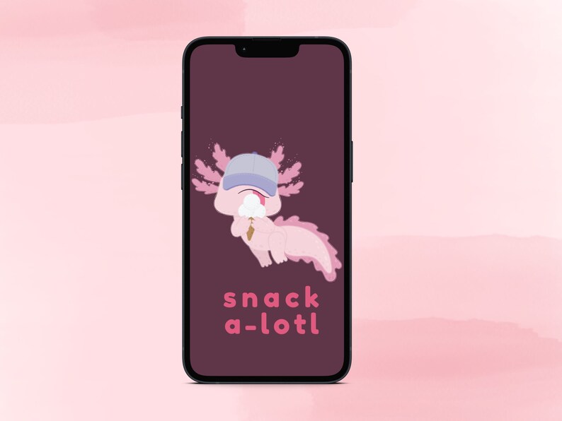 Cute Axolotl Mobile Wallpaper / Mobile Background / Ios and Android Phone / Kawaii Design ...