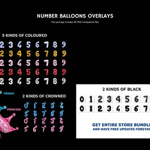 80 Number Balloons Photo Overlays, Digit Overlays, Birthday Overlays ...