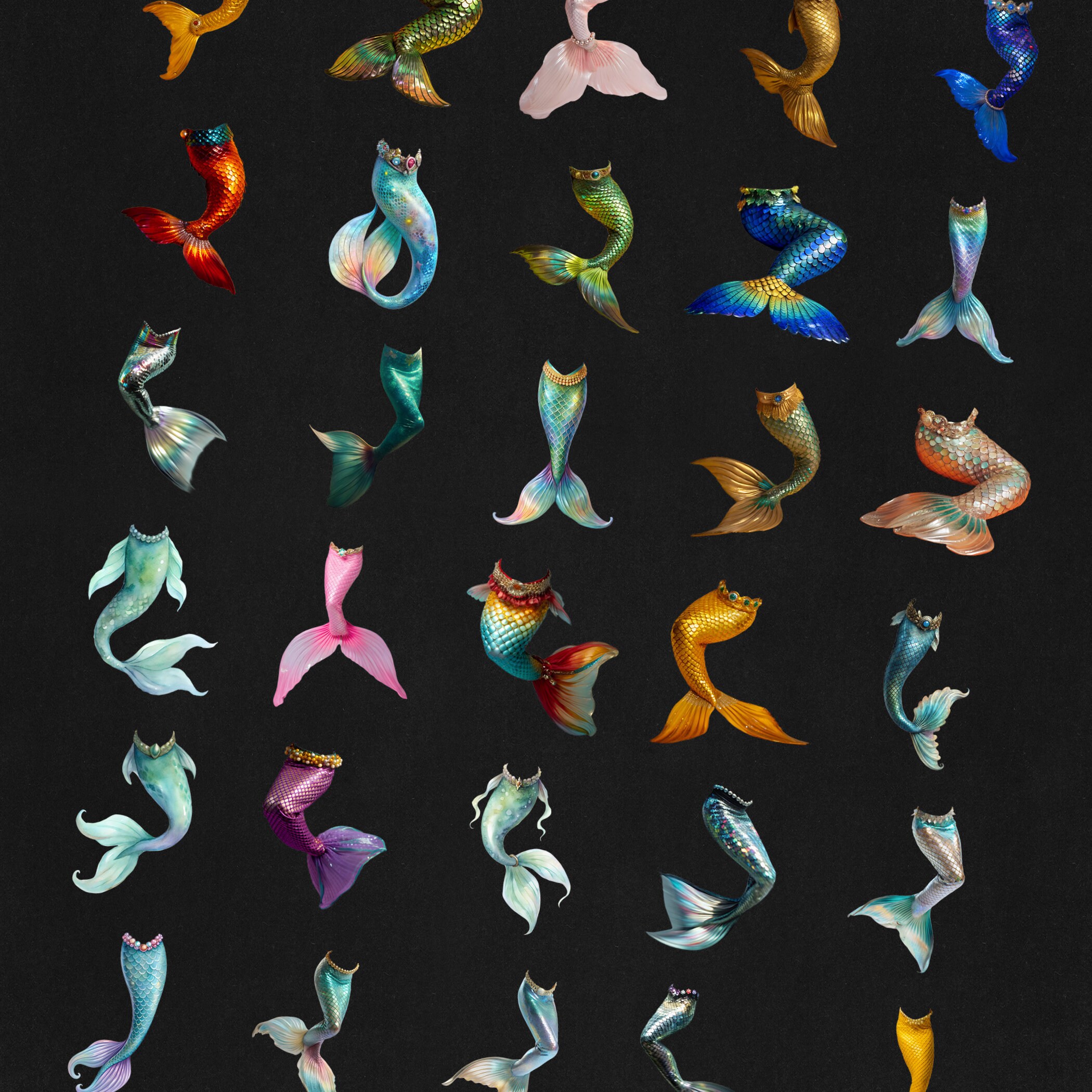 31 Mermaid Baby Tails and Decorations PNG Photo Overlays – Cute and ...