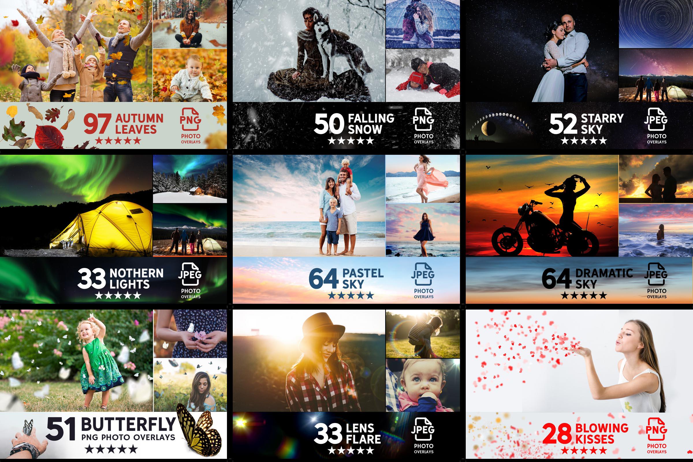 3700+ Photo Overlays Huge Bundle + FREE Updates. Photoshop Overlays ...