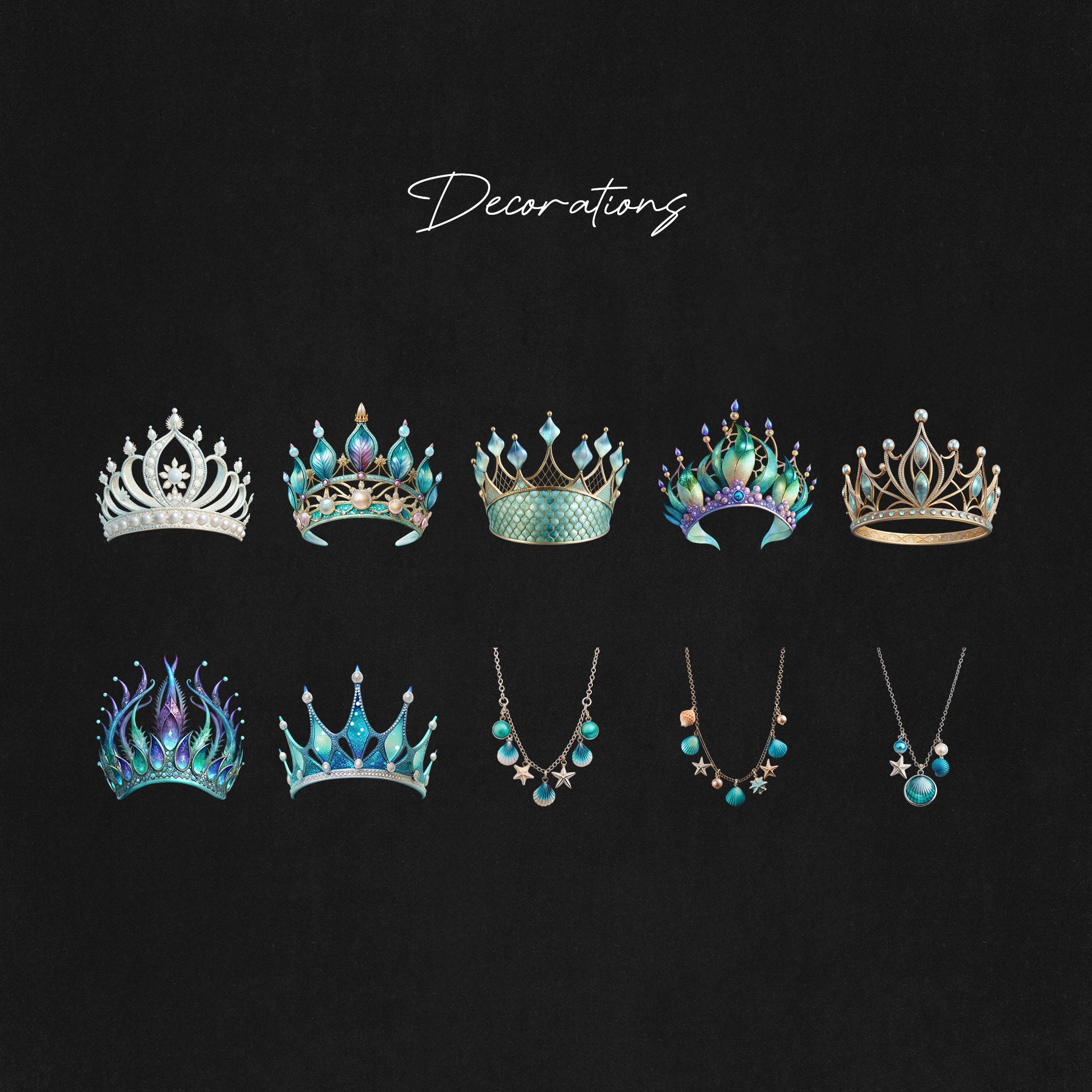 31 Mermaid Tails PNG Photo Overlays – Colorful Fantasy Elements for ...