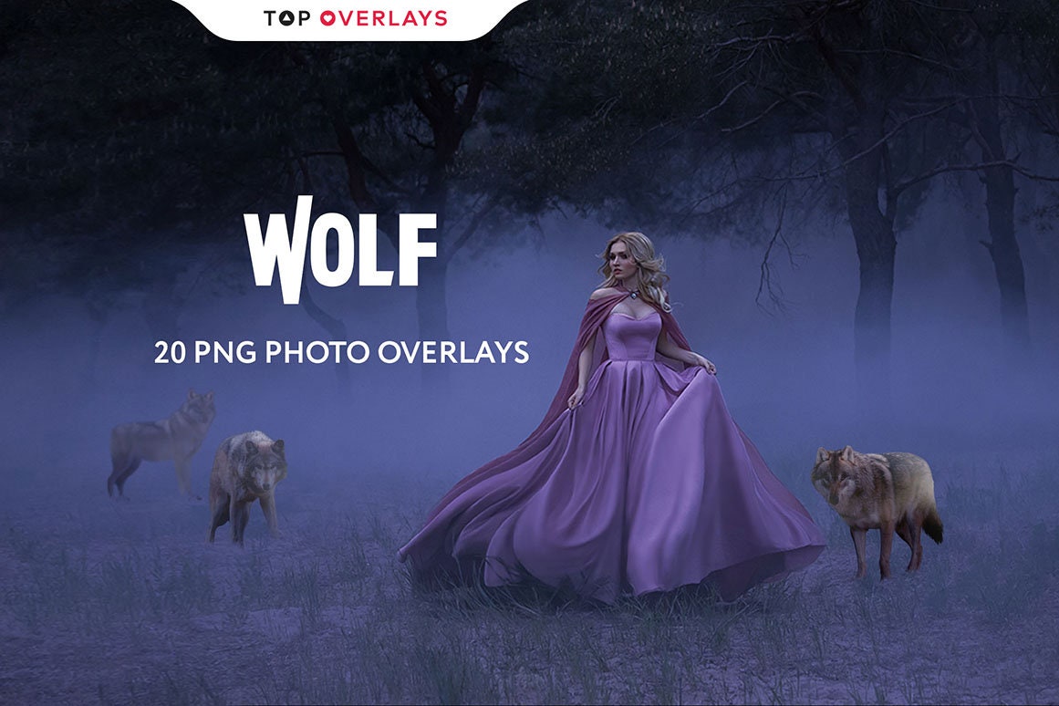 20 Wolf Photo Overlays, Photoshop Overlay, Digital Overlay, Forest ...