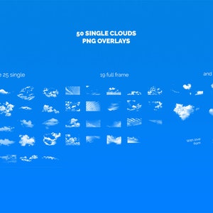 50 Single Clouds Photo Overlays, Sunset Overlays, Digital Sky ...