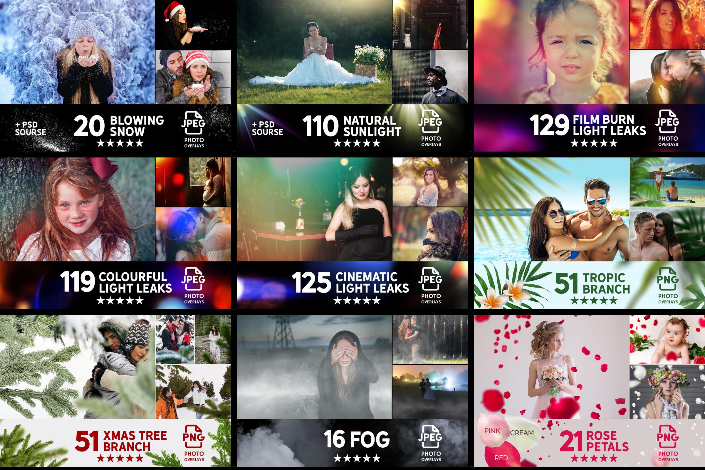 3700+ Photo Overlays Huge Bundle + FREE Updates. Photoshop Overlays ...