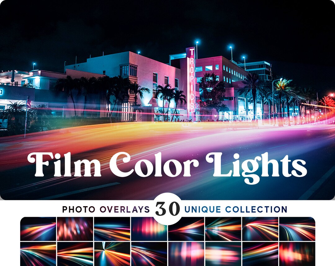 30 Film Color Lights Photo Aesthetic Light Trails Overlays Adobe ...