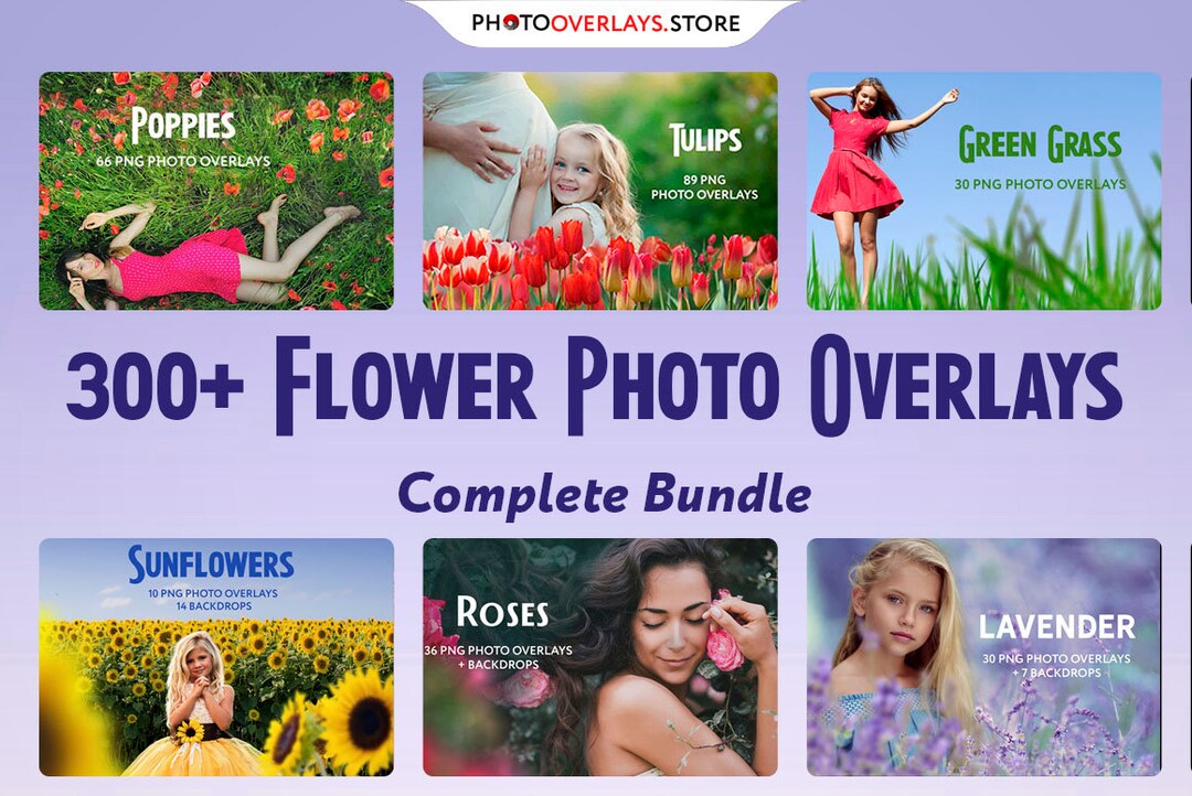 300+ Flower Photo Overlays PNG Complete Bundle. Adobe Photoshop Actions ...