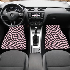 Checkered Car Floor Mats Pink Custom JDM Car Mats Checkered Design ...