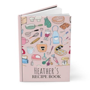 Custom Name Recipe Book Hardcover Journal Notebook Personalized Cook ...