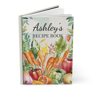 Custom Name Recipe Book Hardcover Journal Notebook Personalized Cook ...