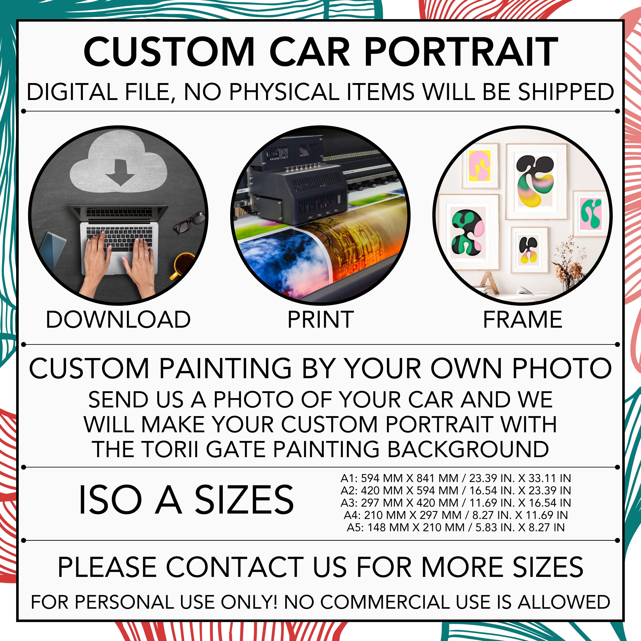 Custom Car Portrait by Your Photo Japanese Printable Wall Art Torii ...