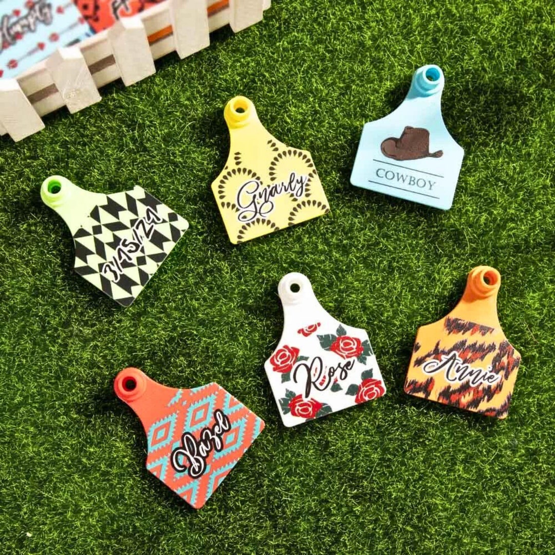 Custom Cow Ear Tag Personalized Cattle South Western Ranch Gift Name ...