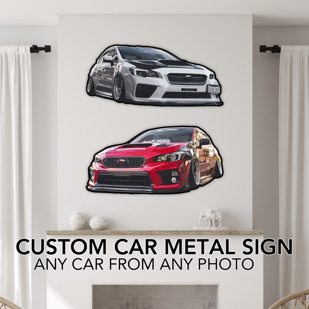 Custom Car Photo Metal Sign Wall Decor Personalized Colorful Garage ...