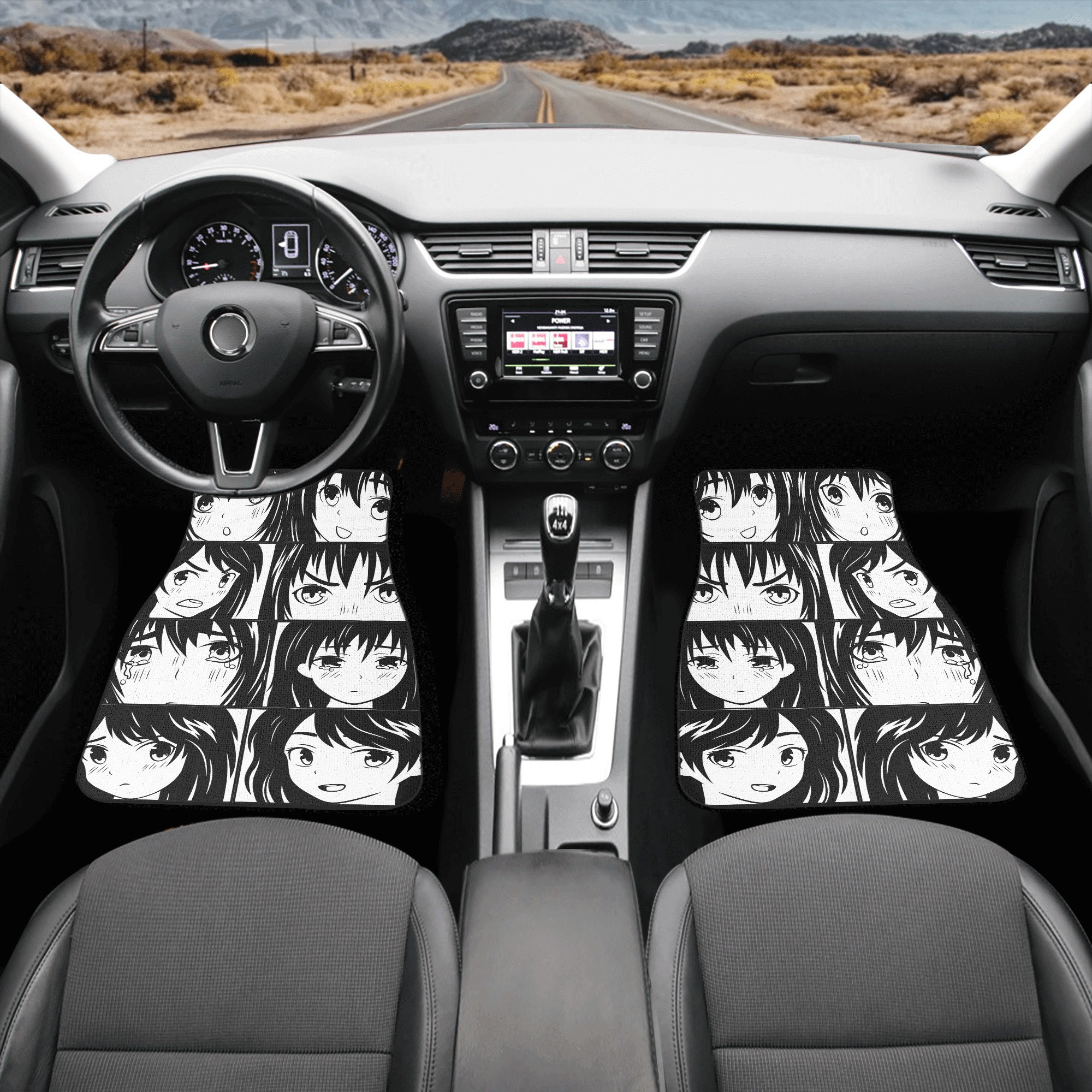 Anime Girl Front Car Floor Mats Set Custom JDM Car Mats Anime Design ...