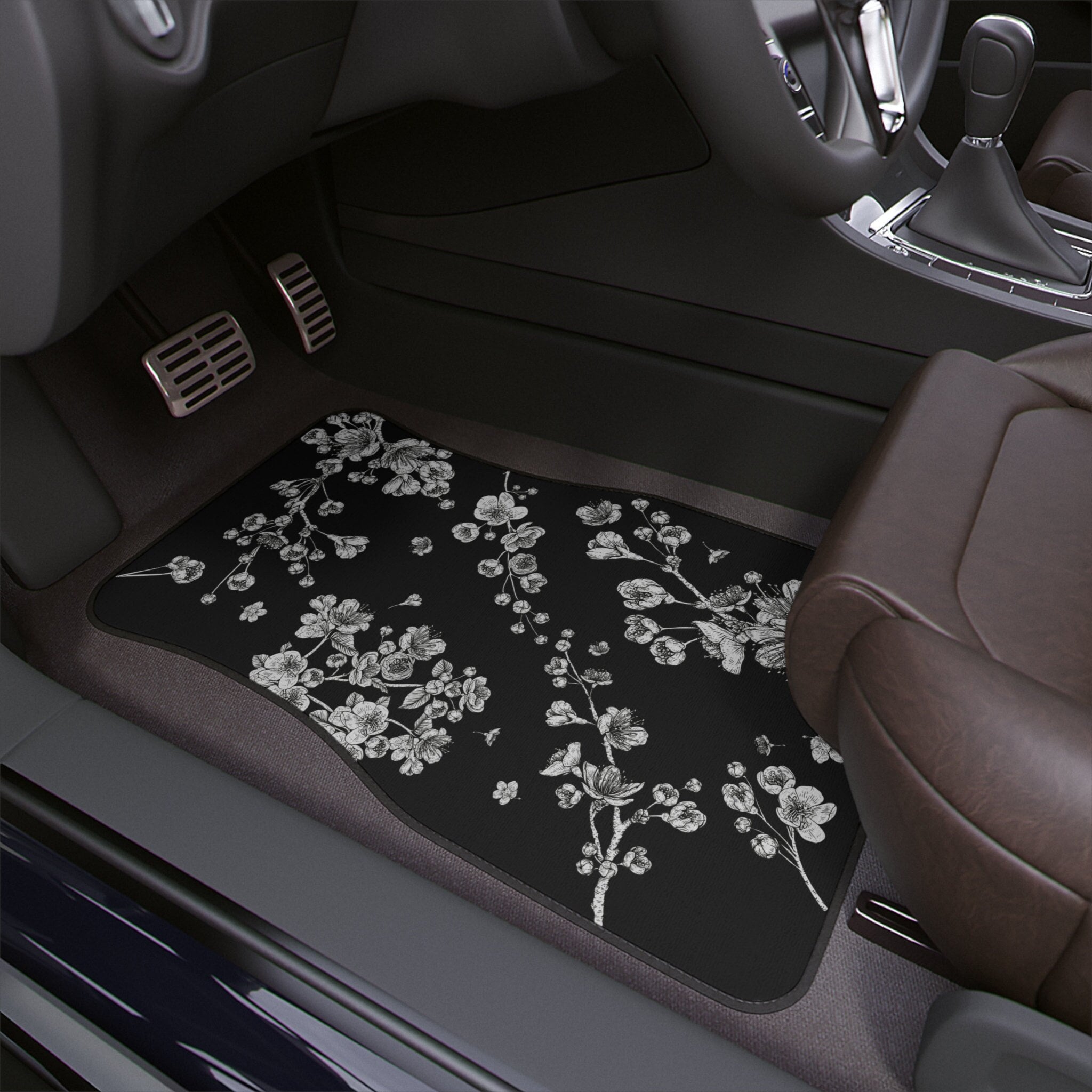 Sakura Cherry Blossom Car Floor Mats Set Custom JDM Car Mats Graphic Japanese Inspired Floral Design Black and White Cute Kawaii Anime Art Etsy Canada