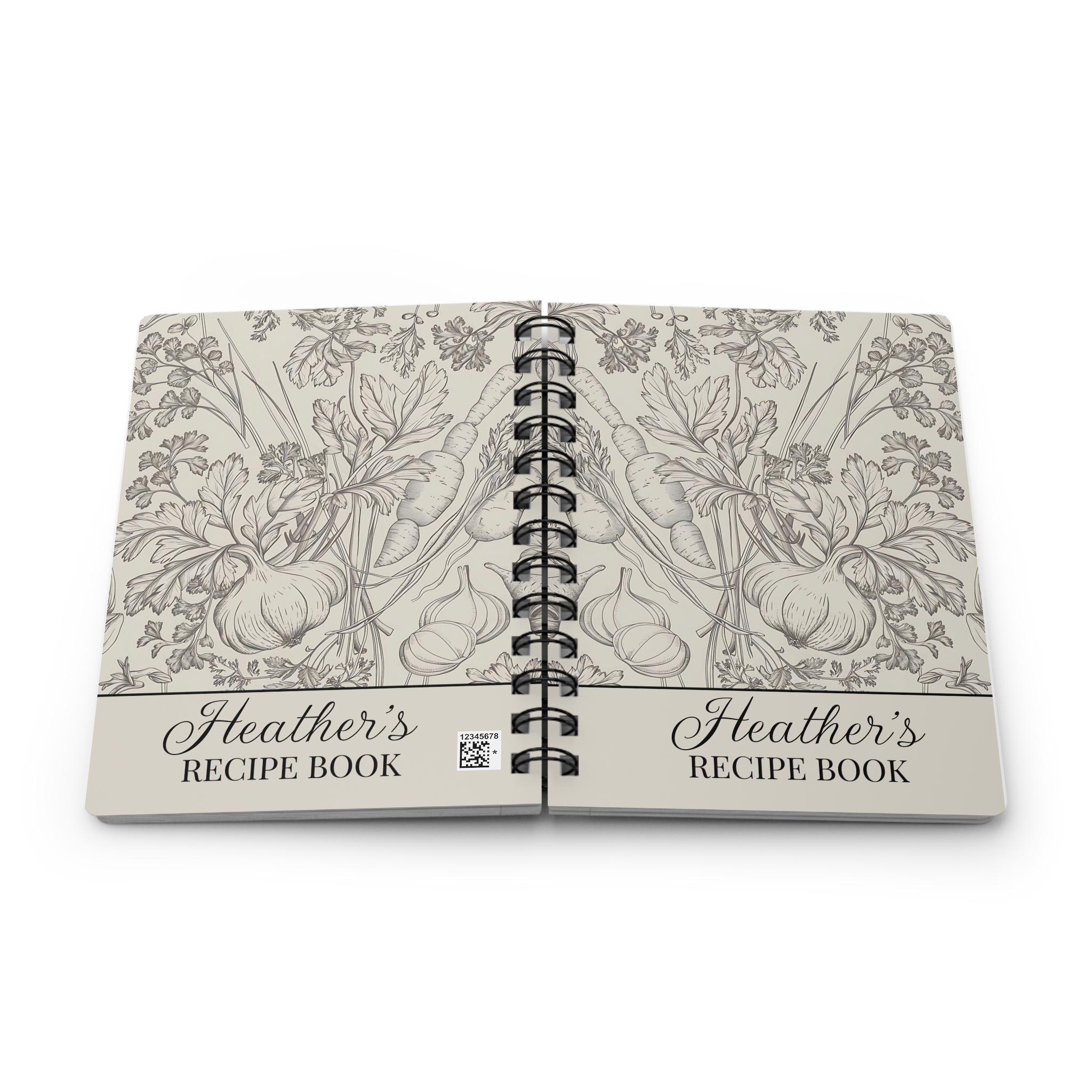 Custom Name Recipe Book Hardcover Journal Notebook Personalized Cook ...