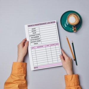 Printable Vehicle Maintenance Log Book Expense Tracker Planner Check ...