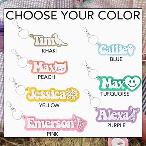 Personalized Name Keychain Bag Backpack Retro Charm Cute Icon Custom ...