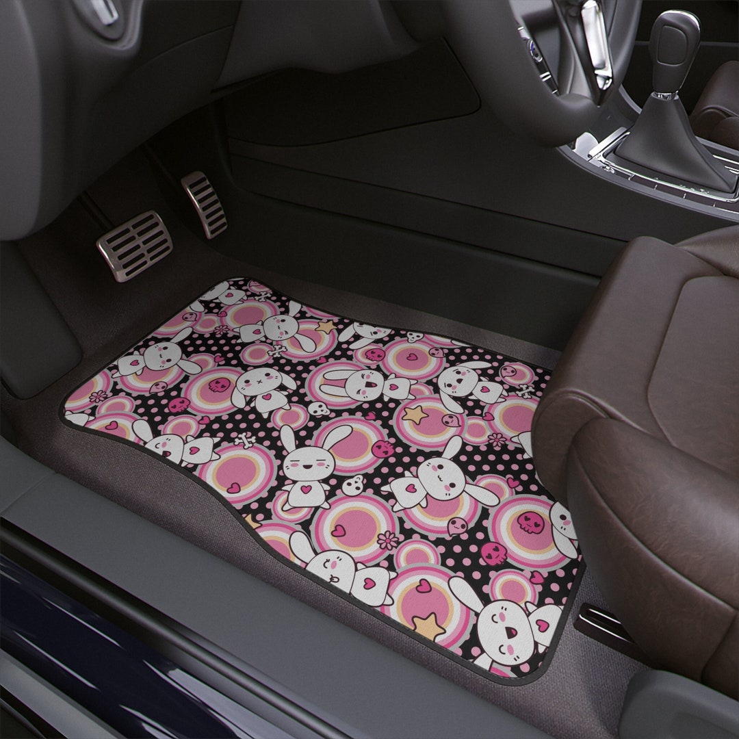 Kawaii Bunny Pink Car Floor Mats Set Cute Car Mats Manga Anime Rabbit ...