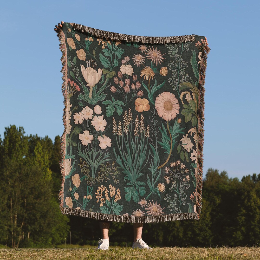 Cottagecore Floral Woven Blanket Vintage Tapestry Hanging Boho Home ...