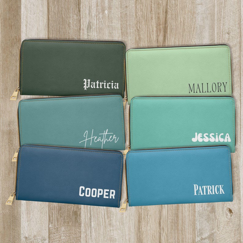 Personalized Name Wallet Women Custom Minimalist Initials Spacious Big ...