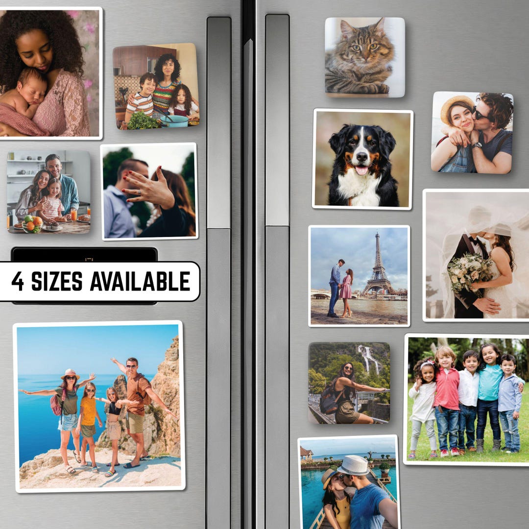Custom Photo Fridge Magnets Personalized Square Picture Vinyl Porcelain ...