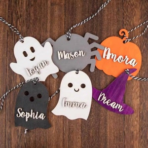 Personalized Halloween Name Boo Basket Tag Custom Spooky Bucket Tags ...