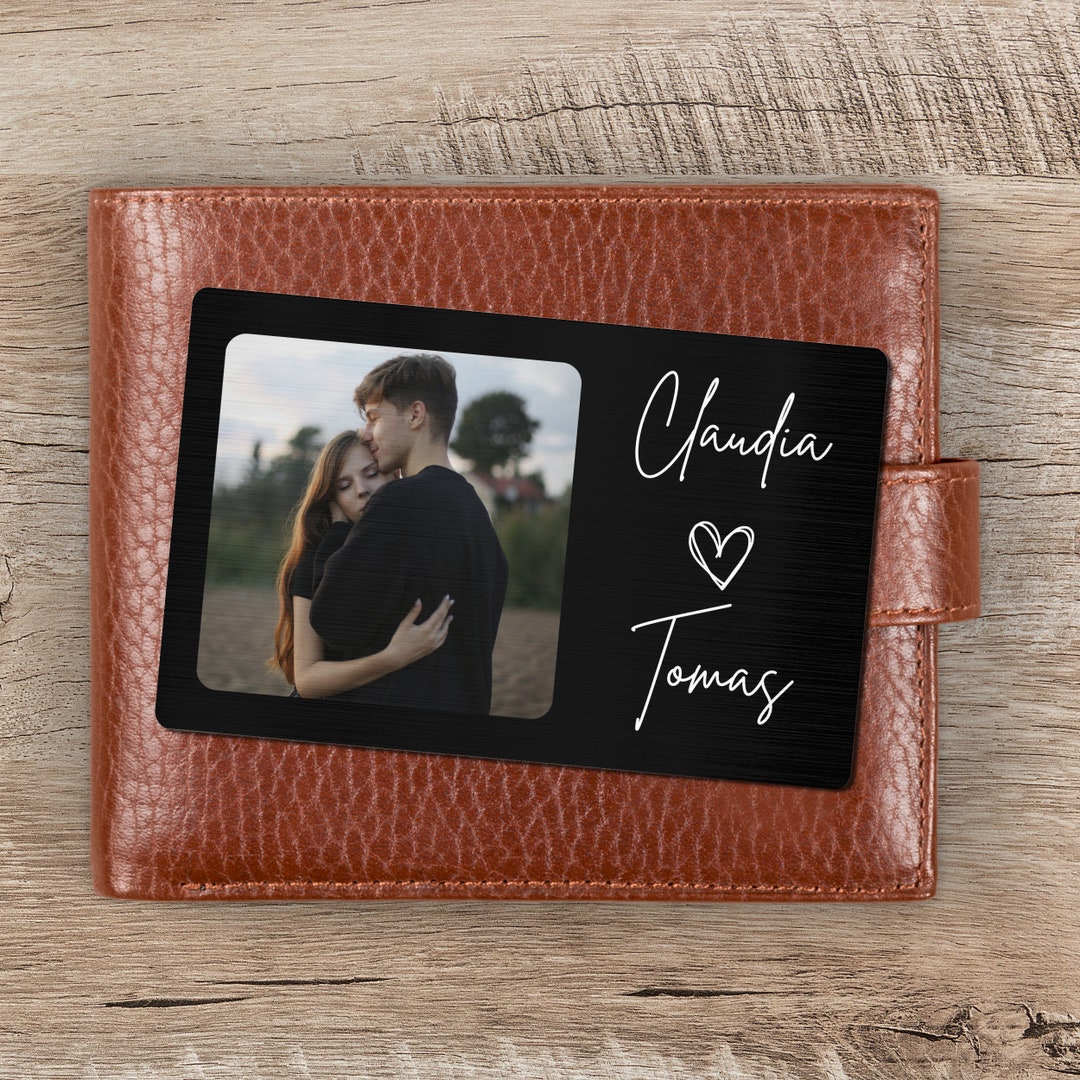 Custom Photo Wallet Card Personalized Picture Names Heart Purse Insert ...
