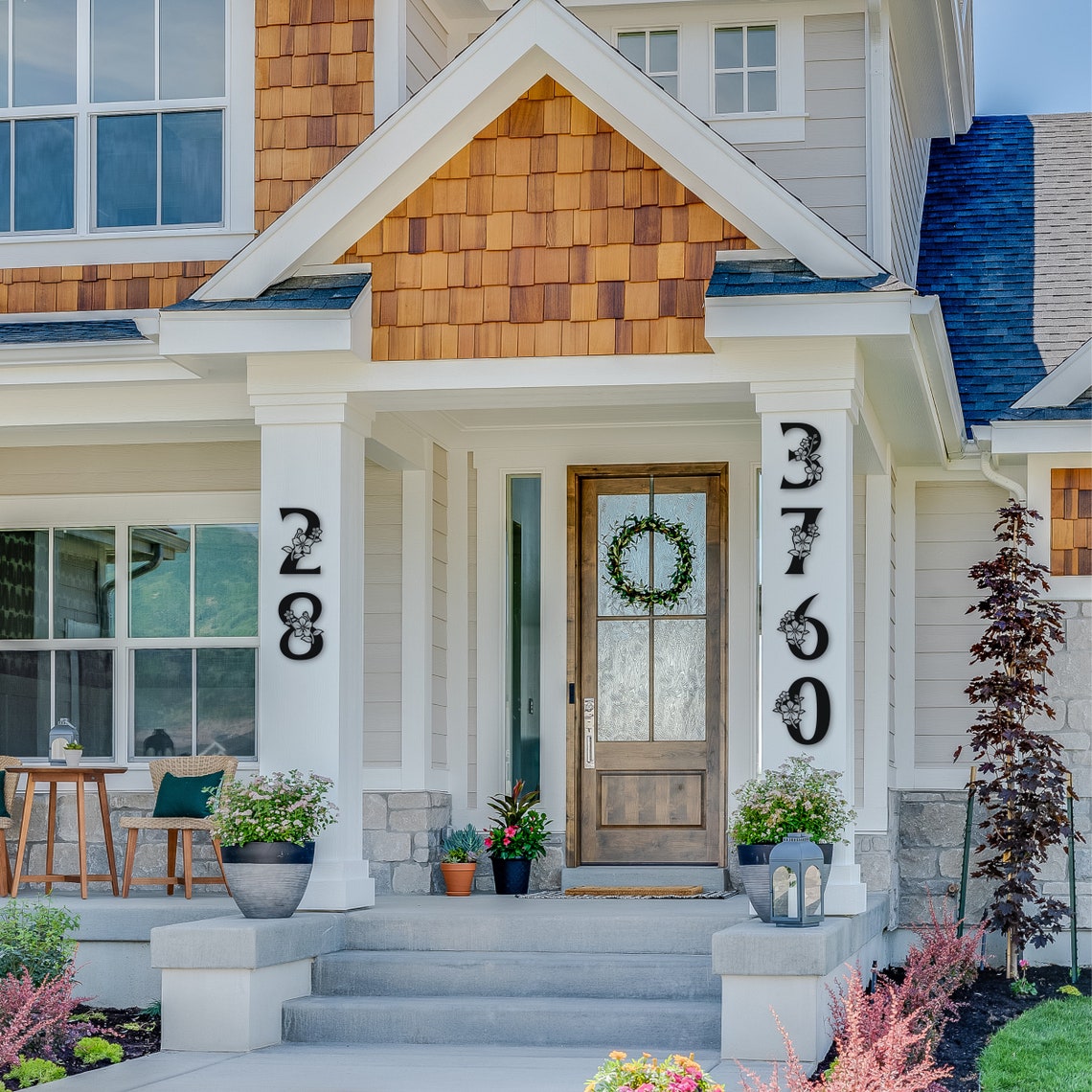 Custom Floral House Numbers Letters Modern Metal Wall - Etsy