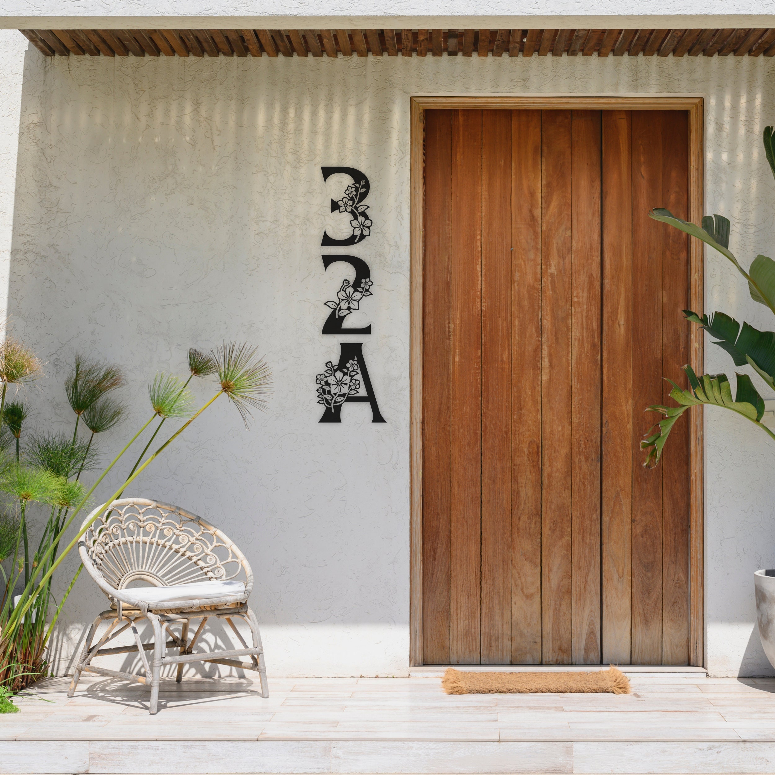 Custom Floral House Numbers Letters Modern Metal Wall - Etsy