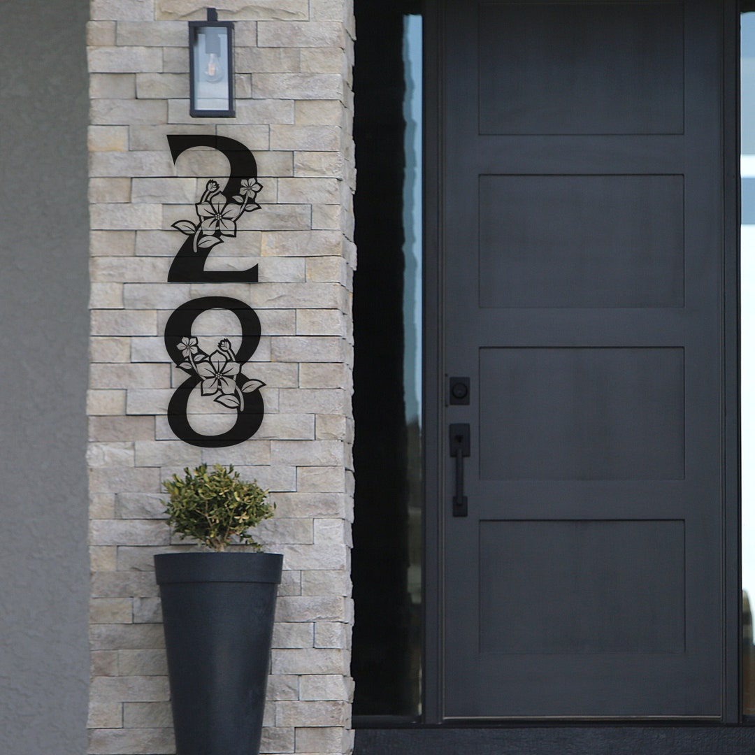 Custom Floral House Numbers Letters Modern Metal Wall Individual Street ...