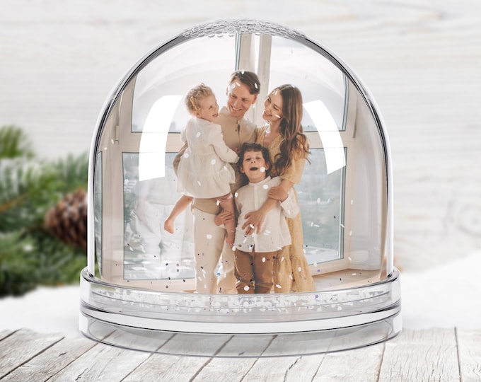 Custom Photo Snow Globe Personalized Christmas Family Picture Portrait ...