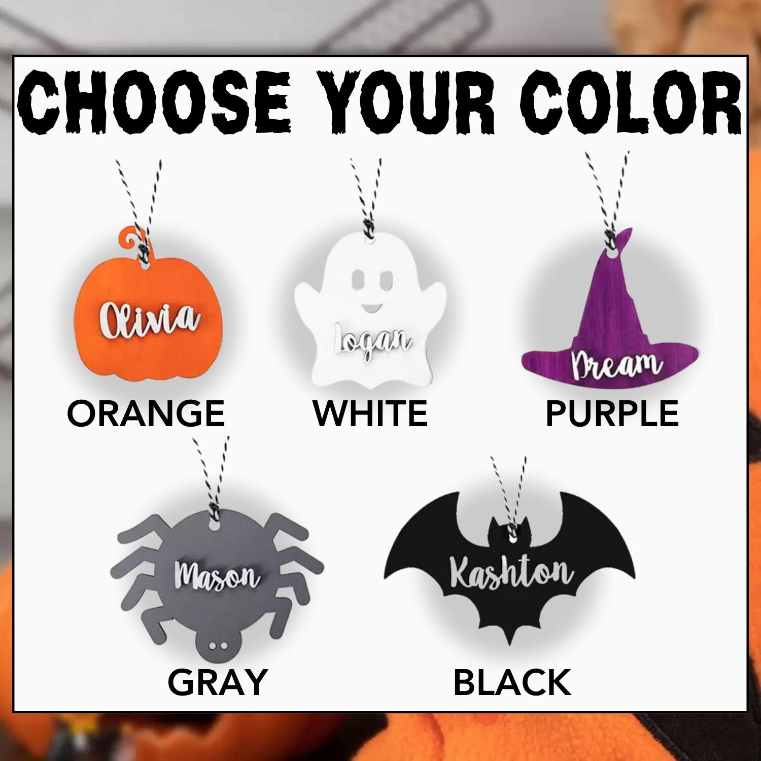 Personalized Halloween Name Boo Basket Tag Custom Spooky Bucket Tags ...