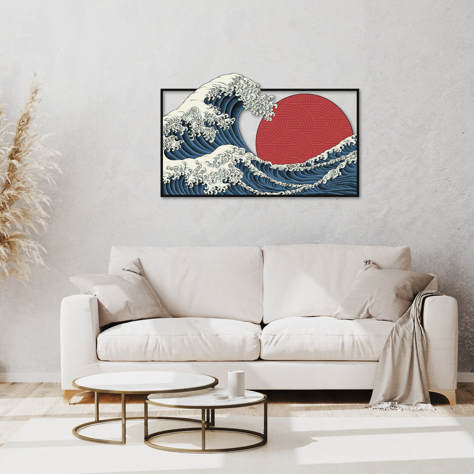 Kanagawa Wave Metal Sign Japanese Wall Art Hanging Gift Japandi Home ...
