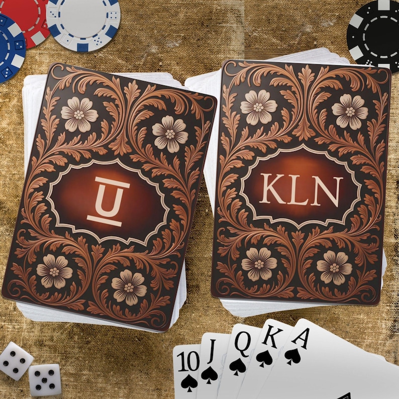 Custom Western Playing Cards Personalized Initials Brand Logo Family ...