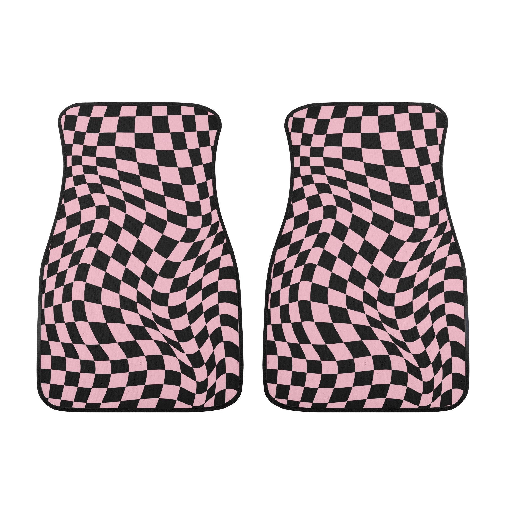 Checkered Car Floor Mats Pink Custom JDM Car Mats Checkered Design ...