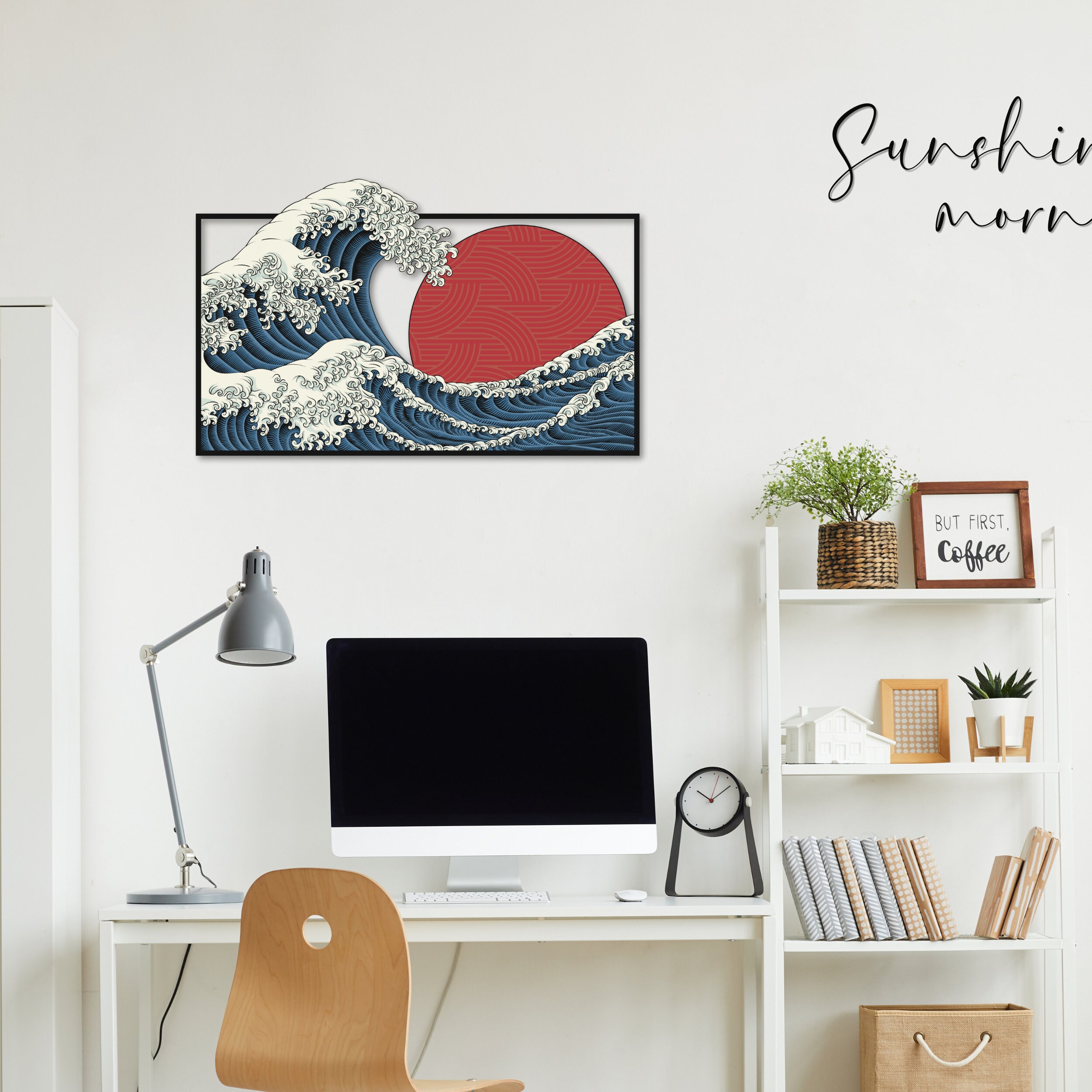 Kanagawa Wave Metal Sign Japanese Wall Art Hanging Gift Japandi Home ...
