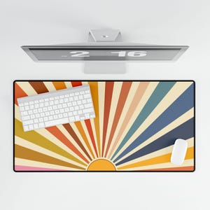 Boho Retro Sun Gaming Desk Mat Aesthetic Custom Large Cute Mouse Pad ...